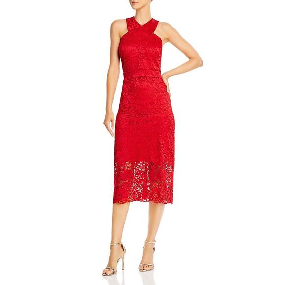Sam Edelman | Dresses | Sam Edelman Womens Red Lace High Neck Party ...